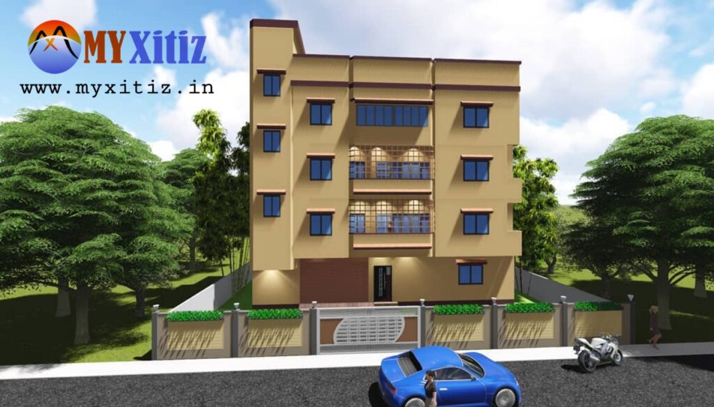 Three Floors Luxurious House 3D Elevations of Building With Best ...